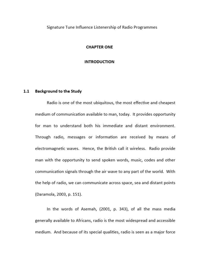 Signature Tune Influence Listenership of Radio Programmes | PDF