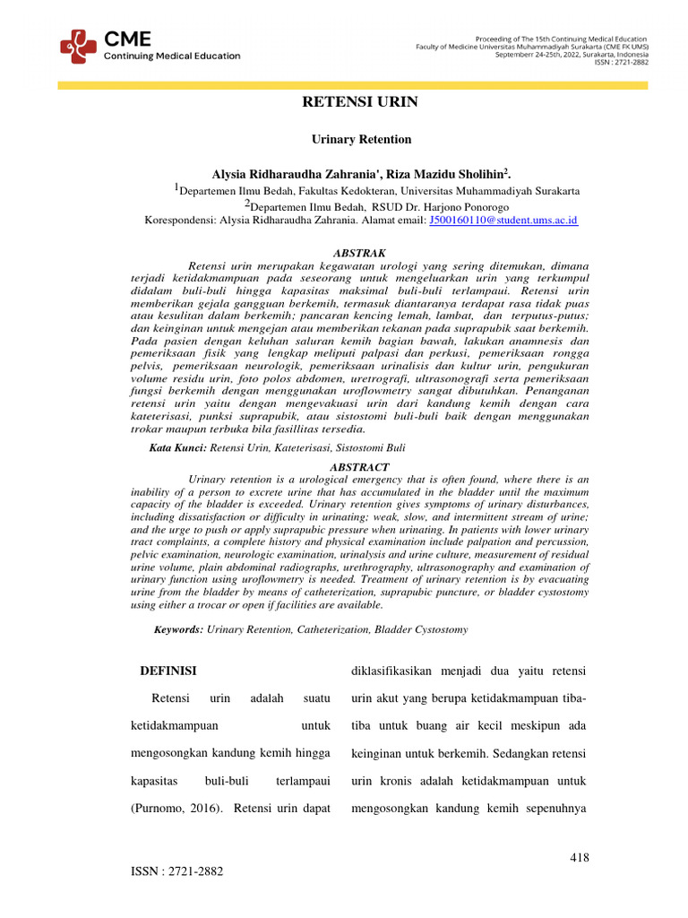 Retensi Urin: Urinary Retention | PDF