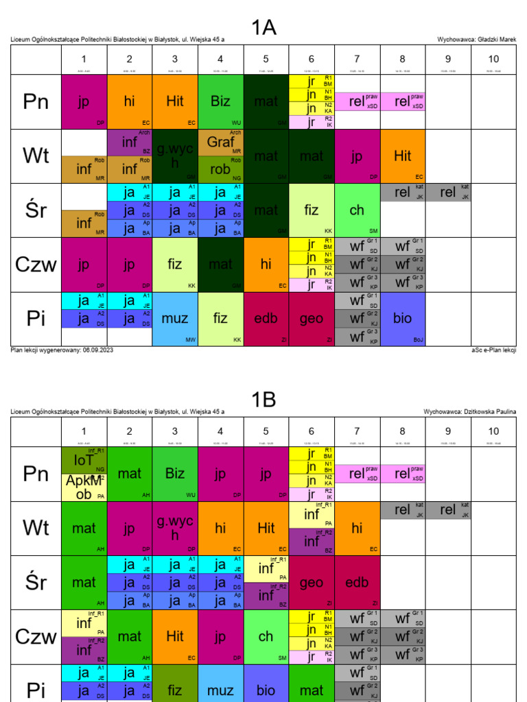 ALOPB Plan Wszystkich Klas 2023 - 2024 - 1 | PDF