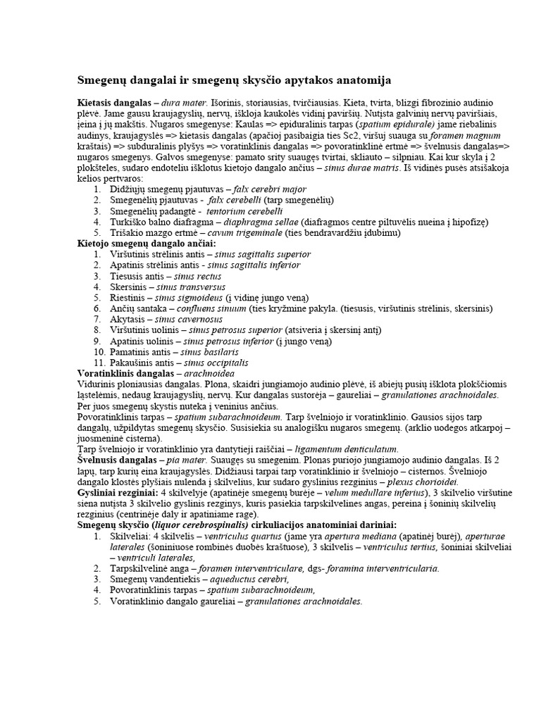 Smegenų dangalai ir smegenų skysčio apytakos anatomija | PDF