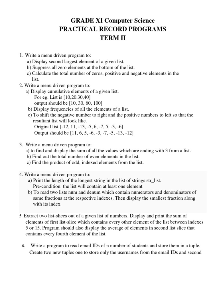 Final Grade XI - Practical File Term II | PDF Final Grade XI - Practical File Term II | PDF