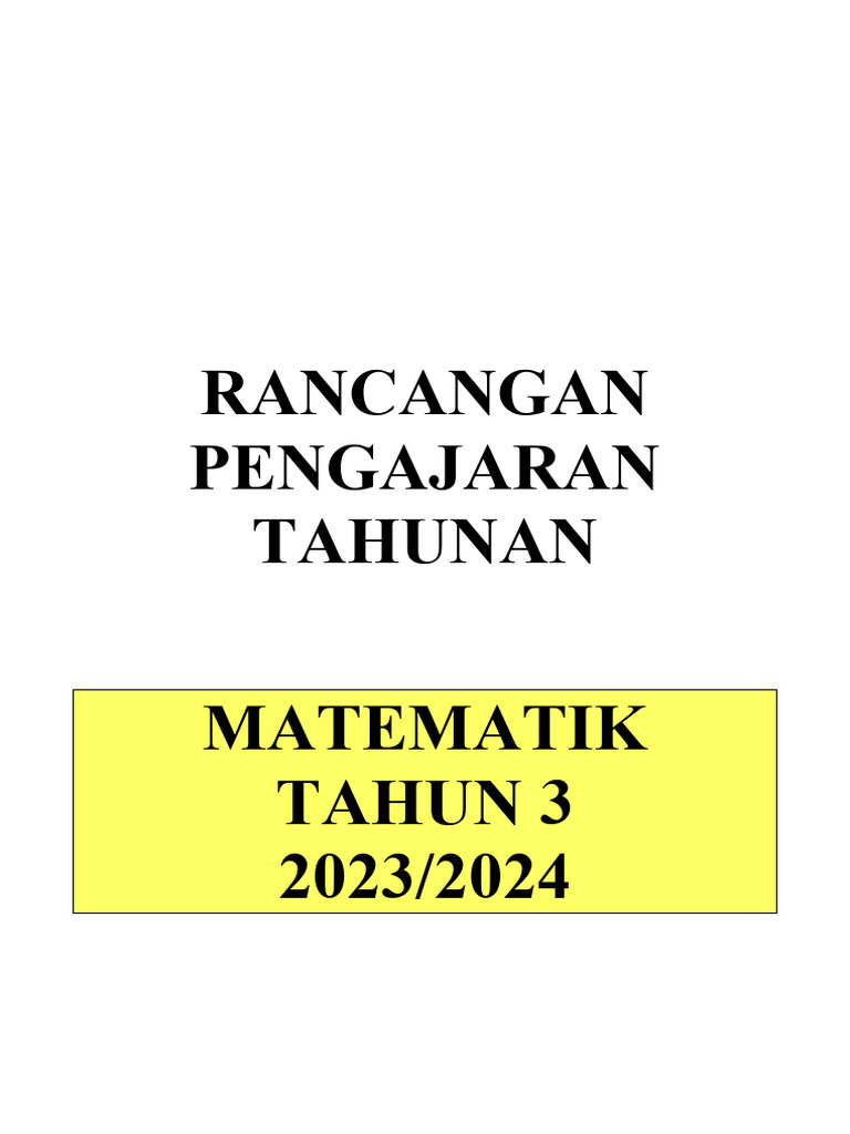 RPT Matematik Tahun 3 | PDF