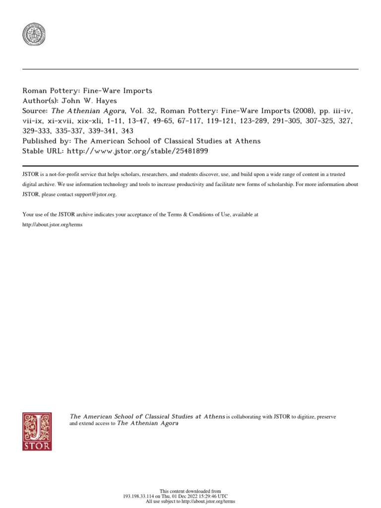 Hayes - Roman Pottery | PDF