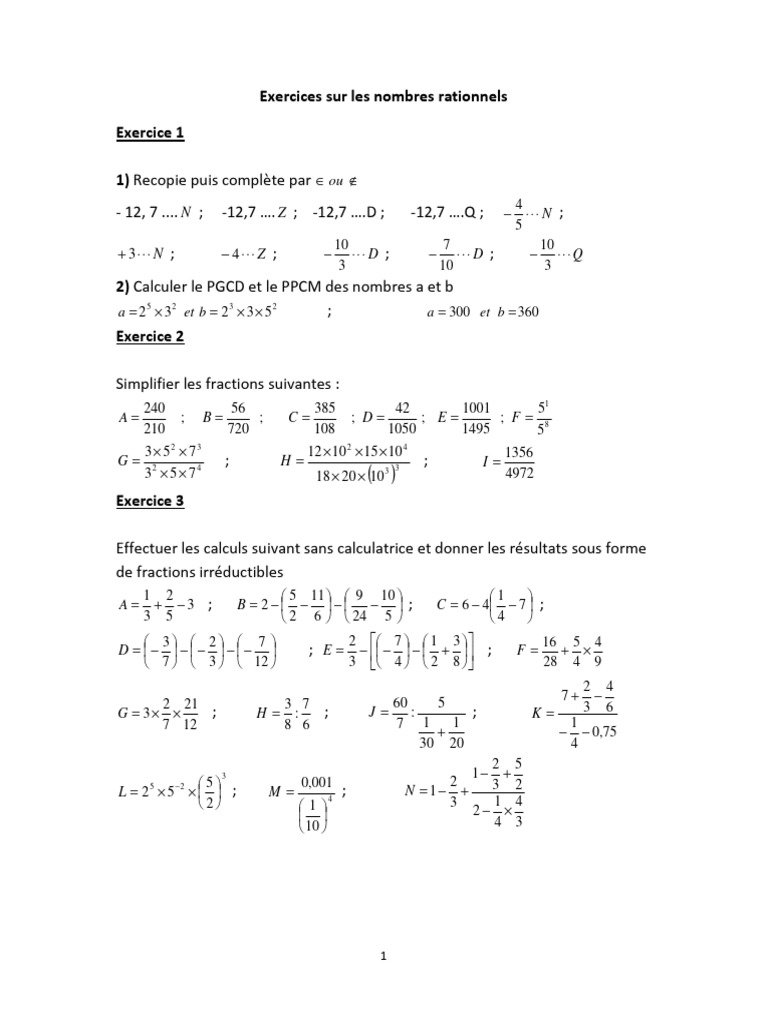 Recueil D Exercices Math 4ème | PDF