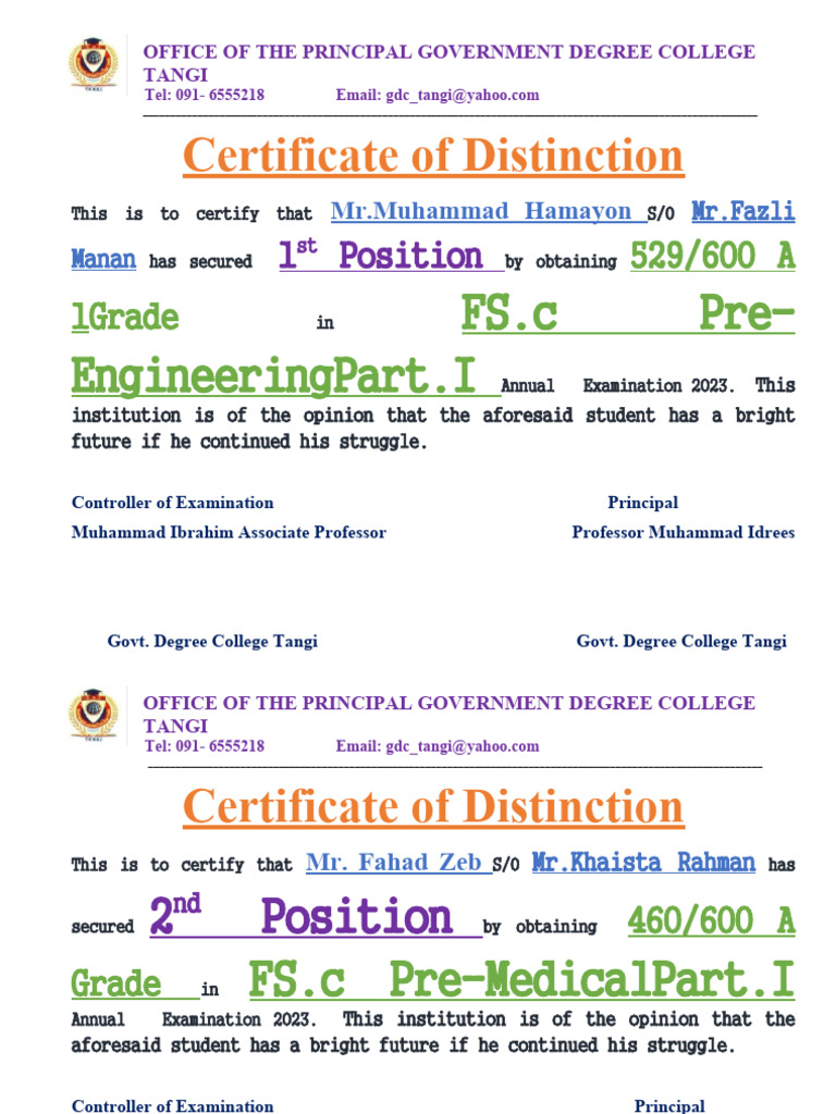 Distinction Certificate | PDF
