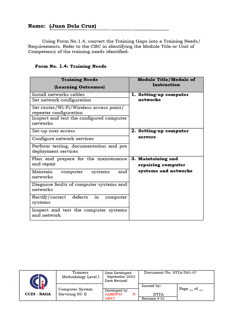 Training Needs | PDF