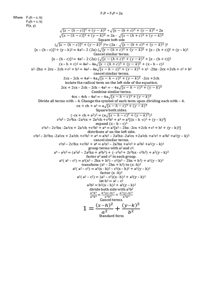Ellipse Equation | PDF