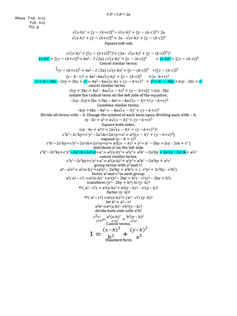 Ellipse Equation Pdf