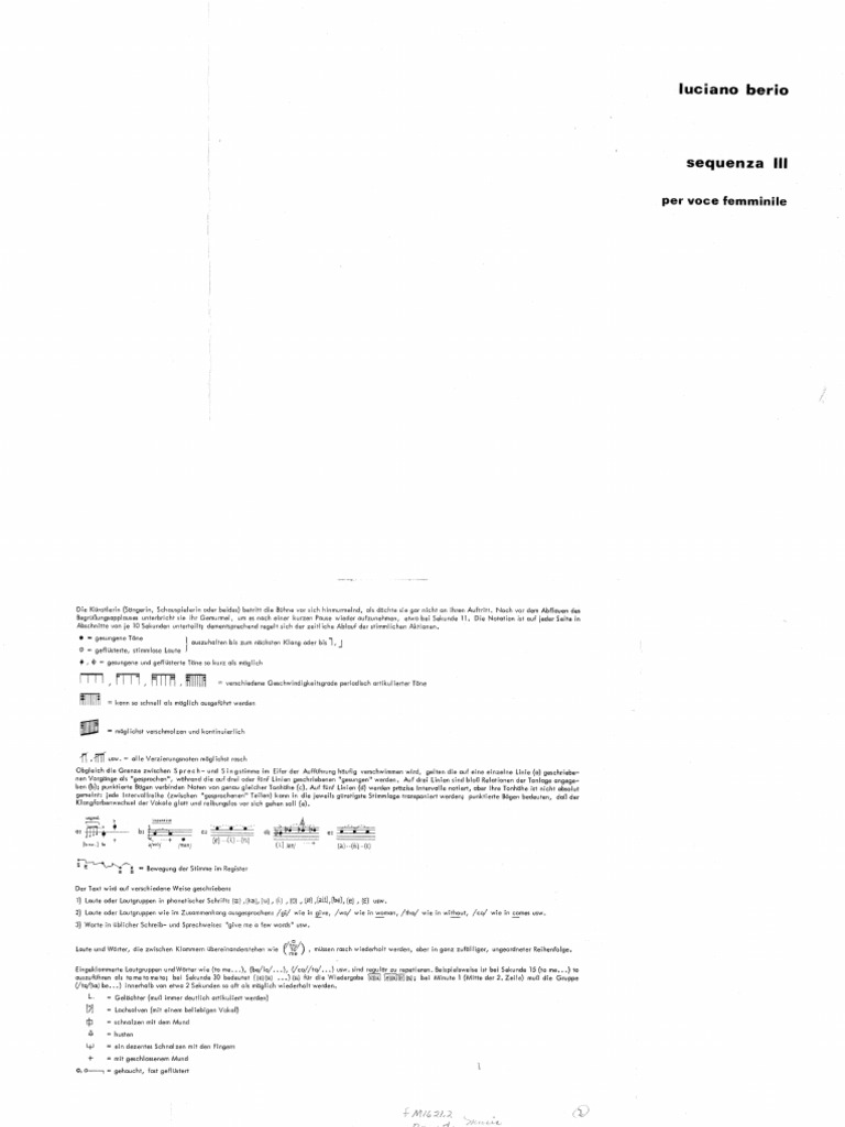 Berio Sequenza3 Female Voice | PDF
