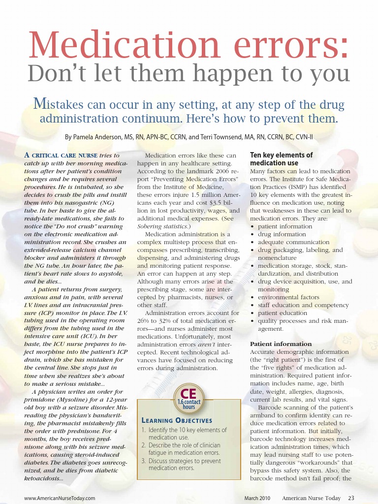 Medication Errors:: Don't Let Them Happen To You | PDF | Medical Error ...