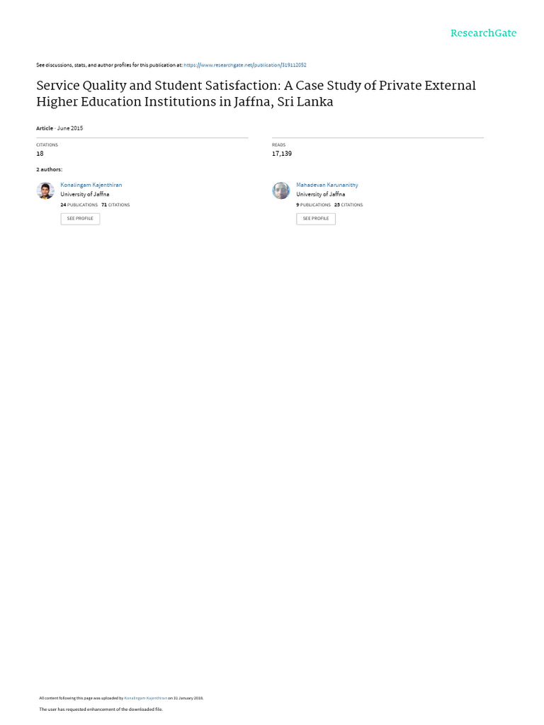 Service Quality and Student Satisfaction | PDF