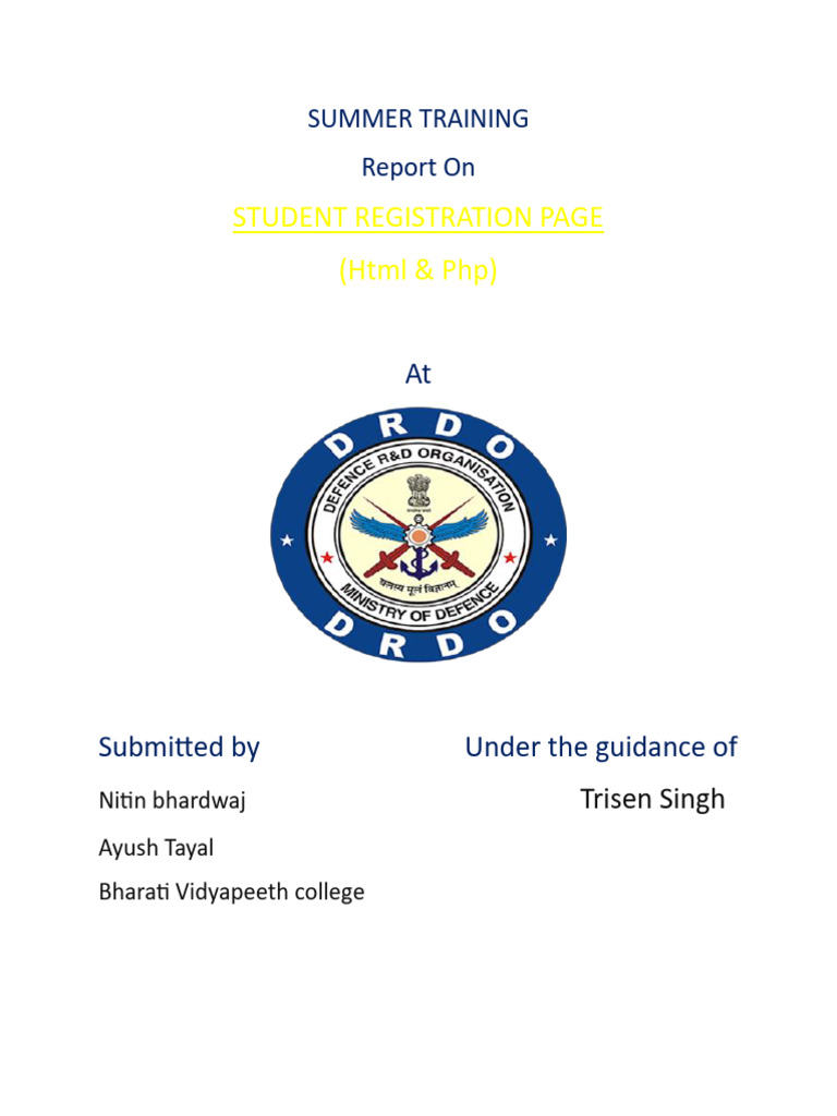 DRDO Student Registration Project Report | PDF
