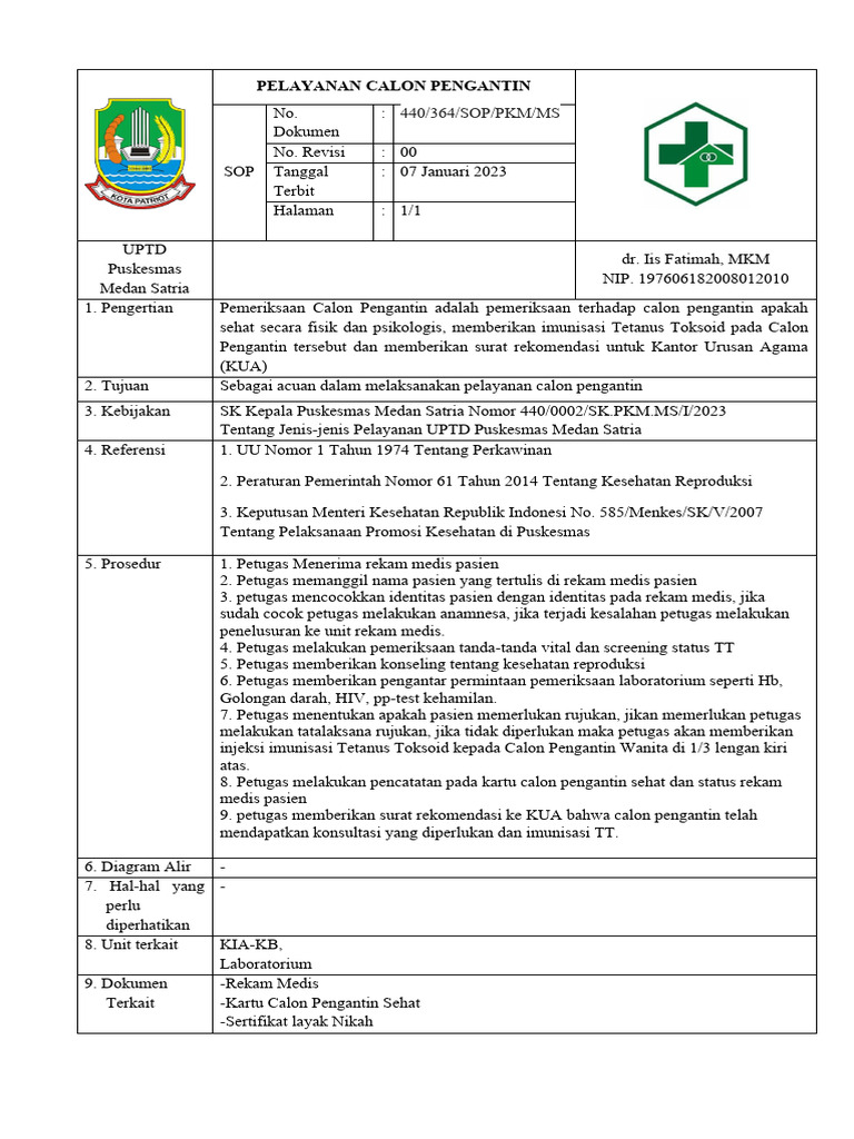 Sop Catin Revisi | PDF