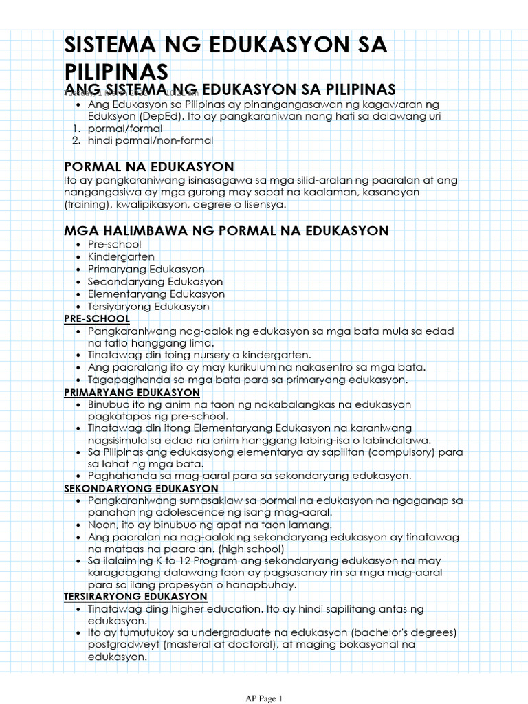 Sistema NG Edukasyon Sa Pilipinas | PDF Sistema NG Edukasyon Sa Pilipinas | PDF