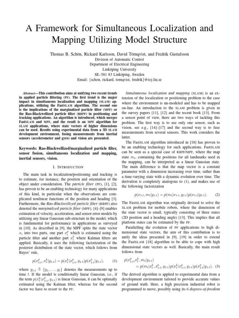 10 - A Framework For Simultaneous Localization and Mapping Utilizing Model Structure | PDF