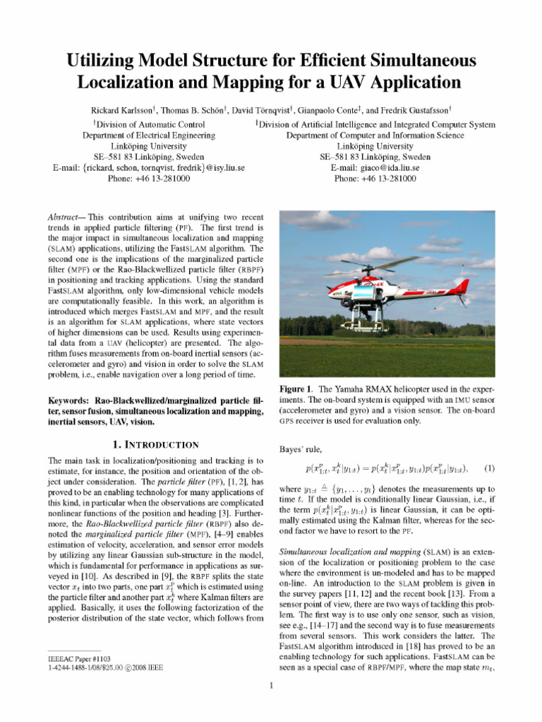 10 Utilizing Model Structure For Efficient Simultaneous Localization And Mapping For A Uav