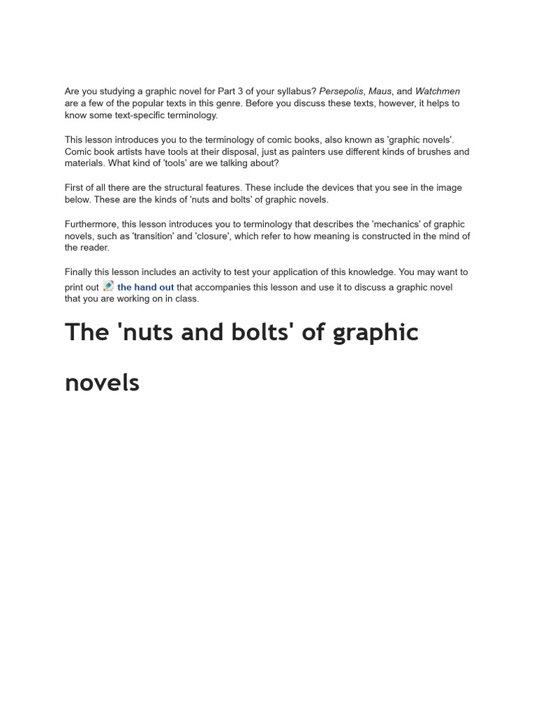 Terminology for Analyzing Graphic Novels | PDF