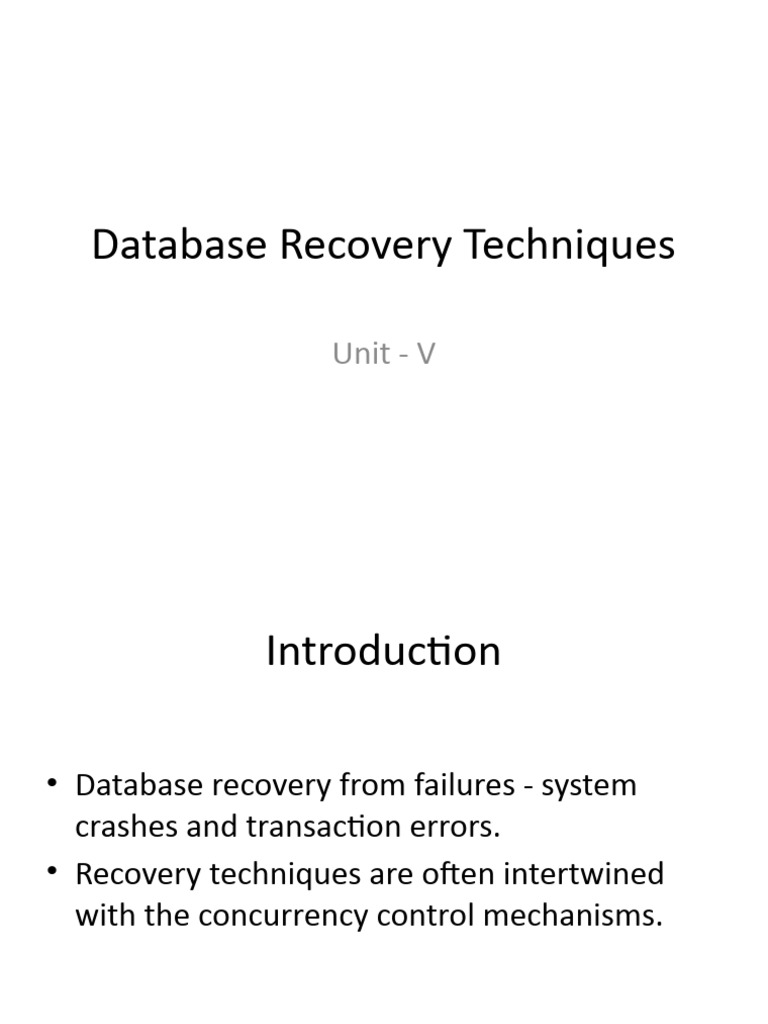 Database Recovery Techniques Pdf