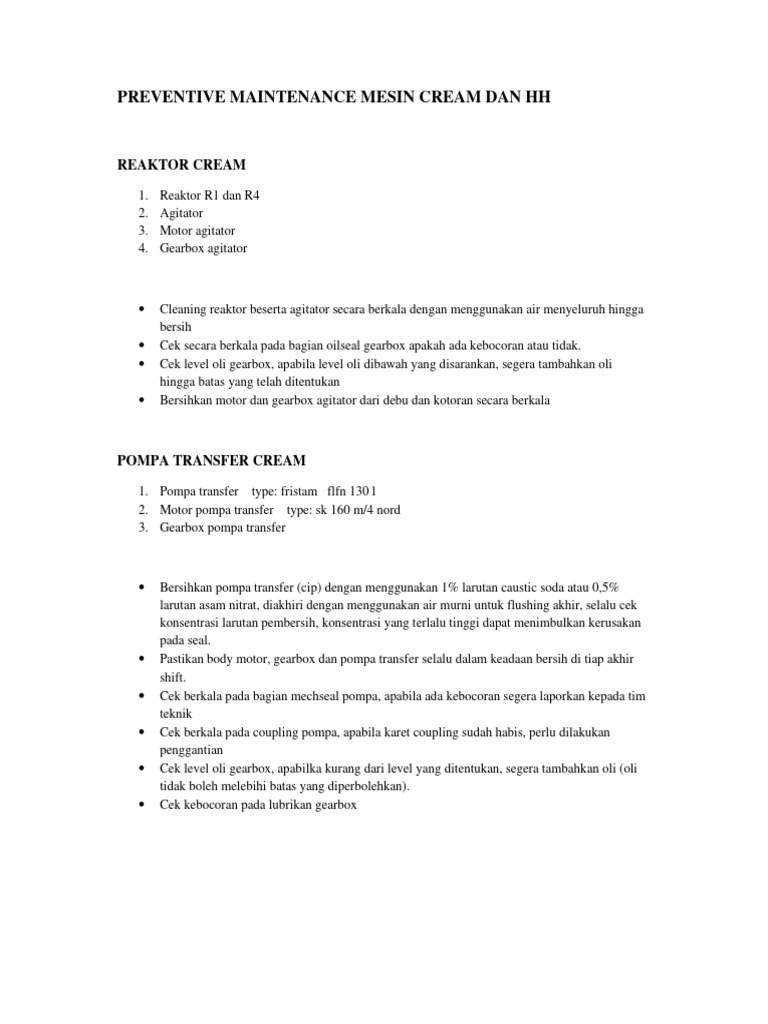 Preventive Maintenance Cream HH | PDF