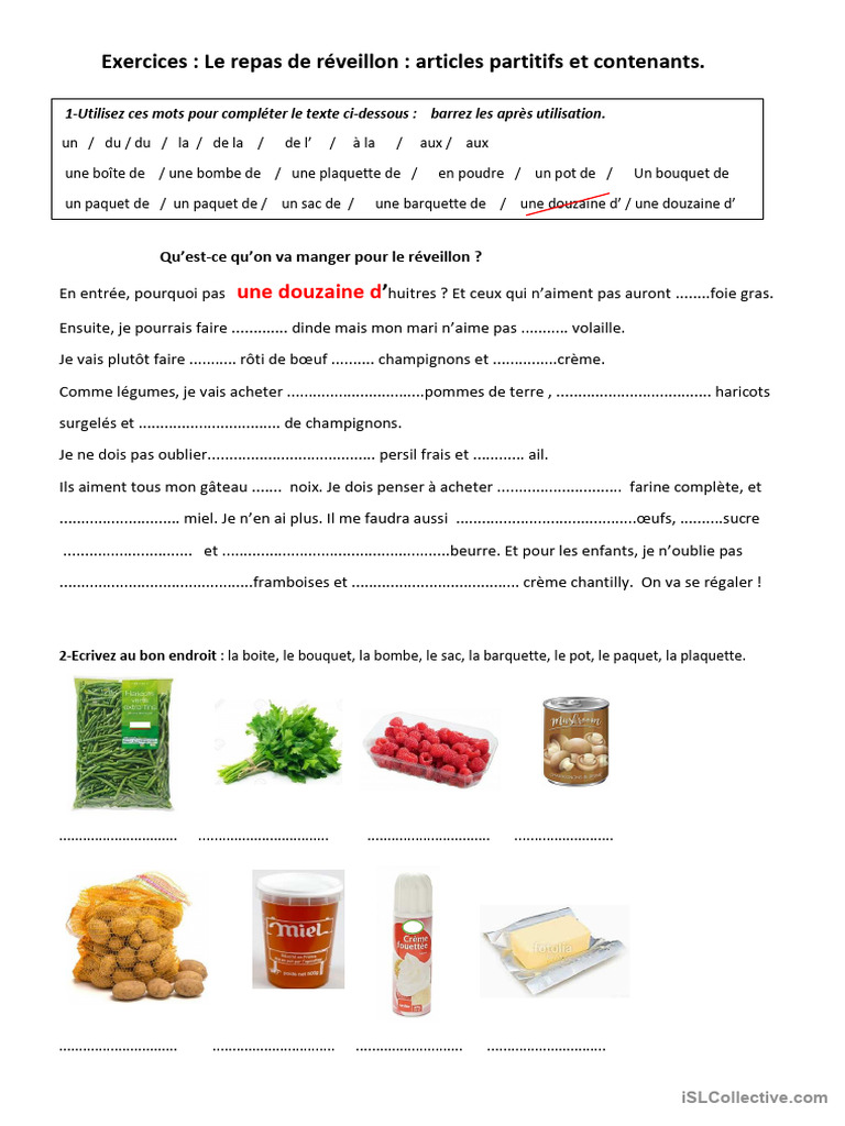 Repas de Réveillon - Articles Partitifs Et Contenants | PDF