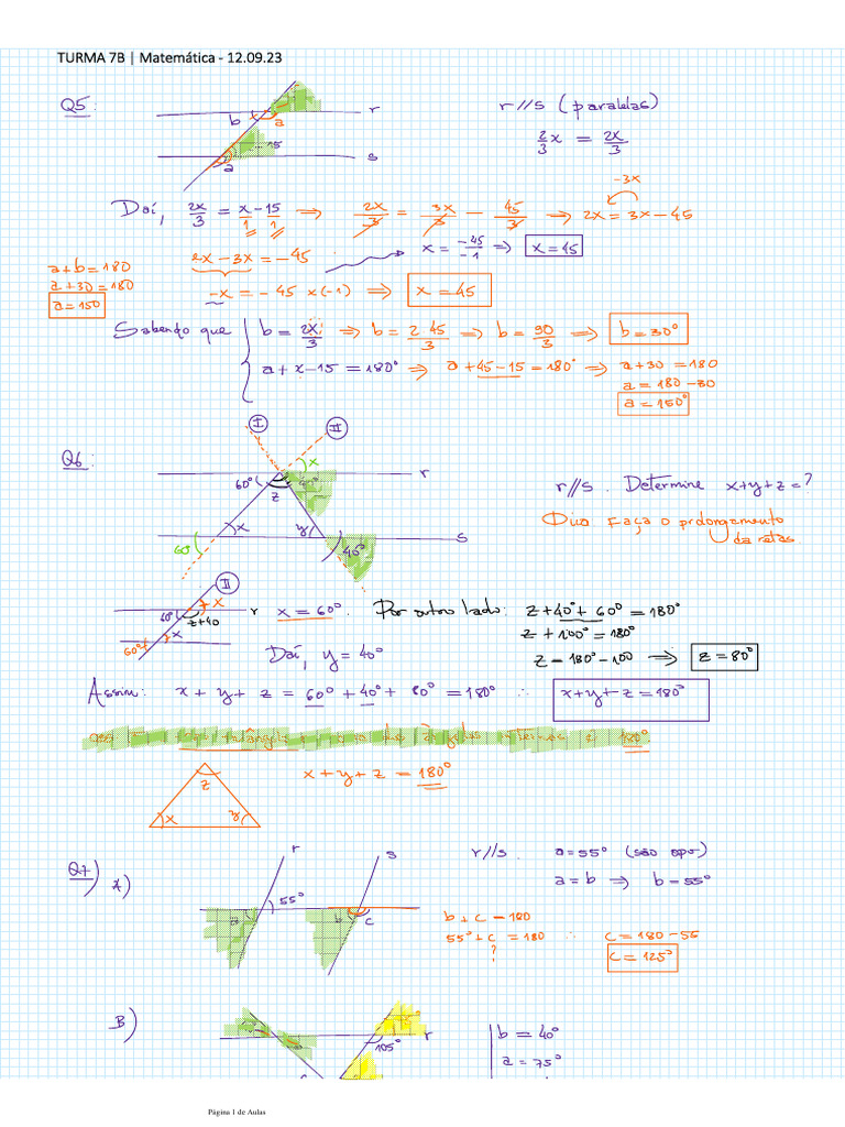 Aula de Matemática - 7B - 12.09 | PDF