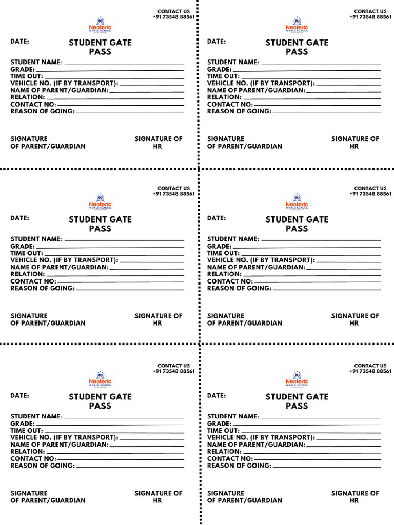 School Gate Pass - Students | PDF