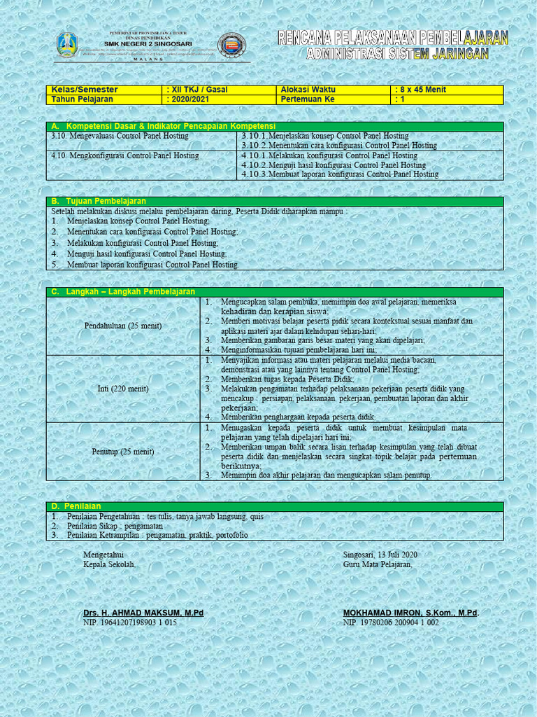 RPP Merdeka Asj Kelas 12 TKJ Semester Gasal | PDF