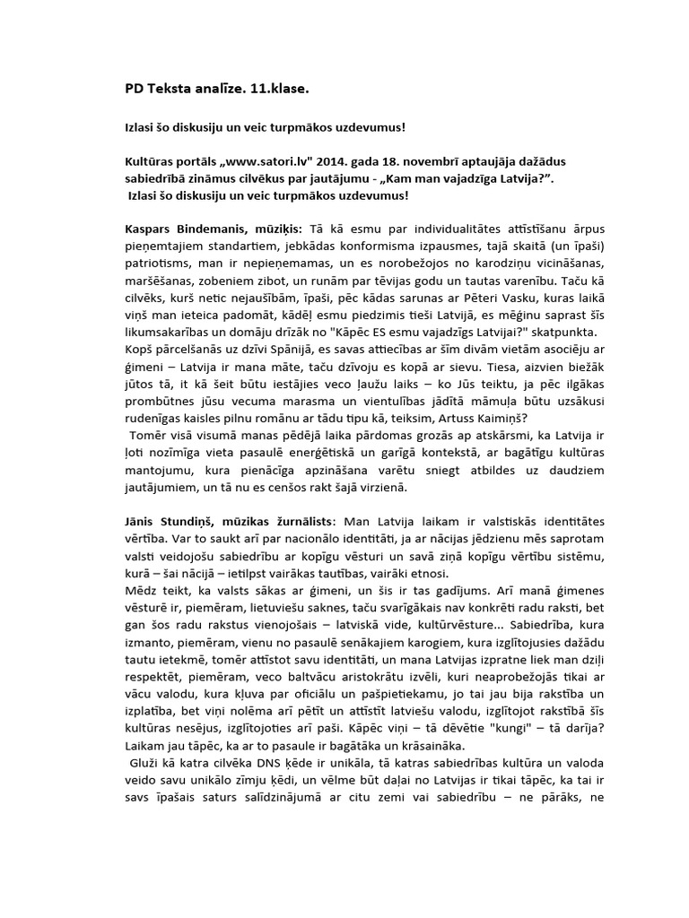 PD Teksta Analīze I 11.kl. | PDF