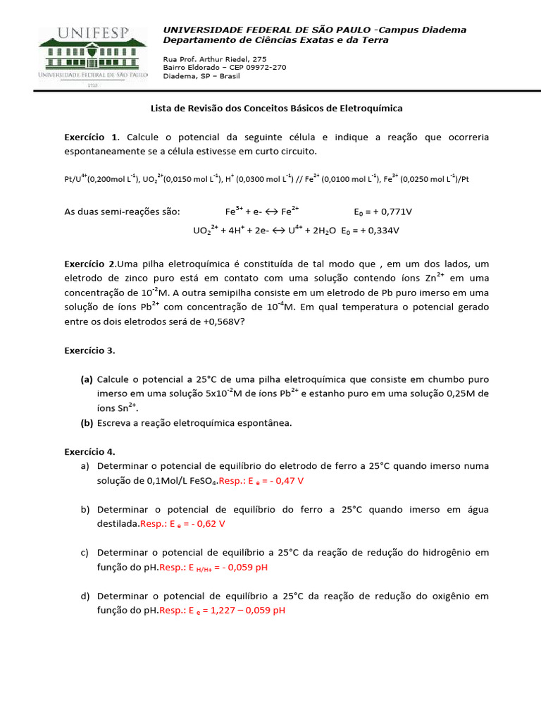 Lista de ExercÃ Cios Sobre Conceitos BÃ¡sicos | PDF