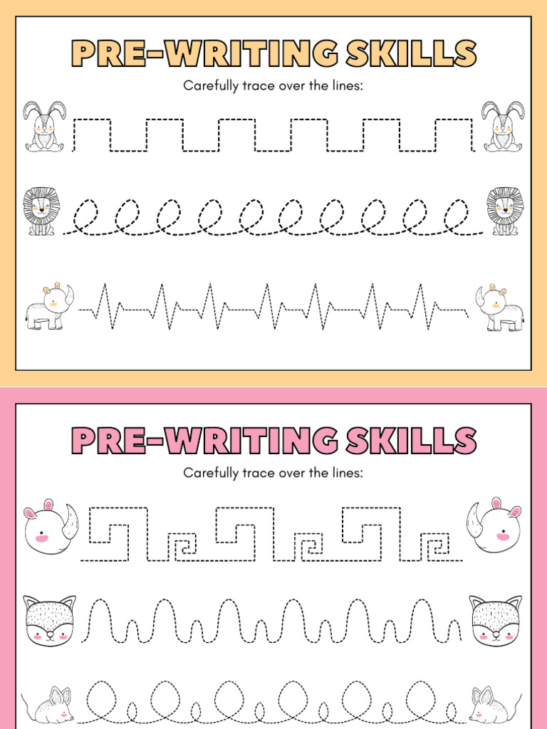 Colorful Pre-Writing Skills Tracing Worksheets | PDF