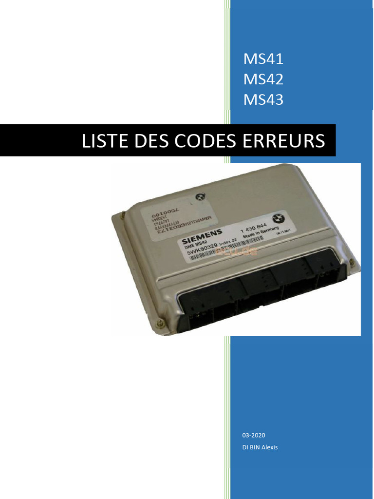 Liste des codes défaut OBD et DTC | PDF