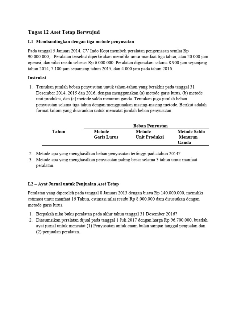 12 Tugas Aset Tetap Berwujud | PDF