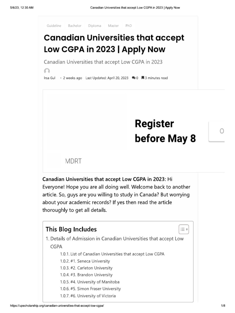 Canadian Universities That Accept Low CGPA in 2023 | PDF