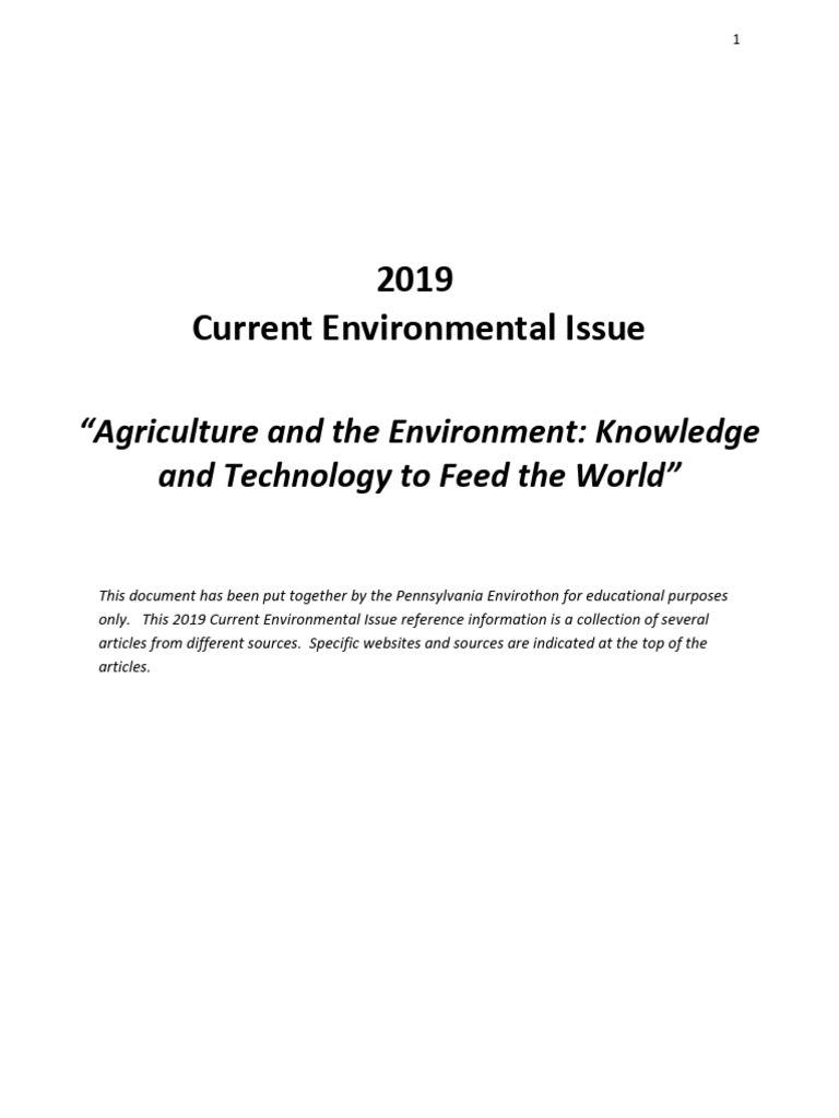 Current Environmental Issue | PDF | Agriculture | Sustainable Agriculture