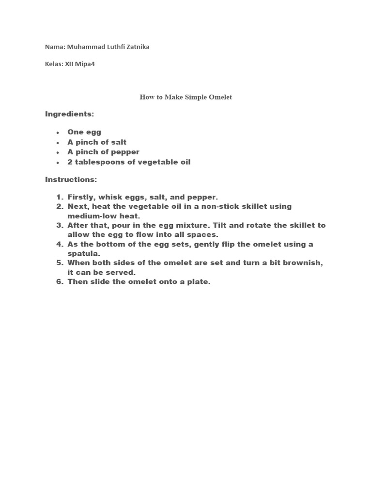 Simple Omelet Recipe Guide | PDF