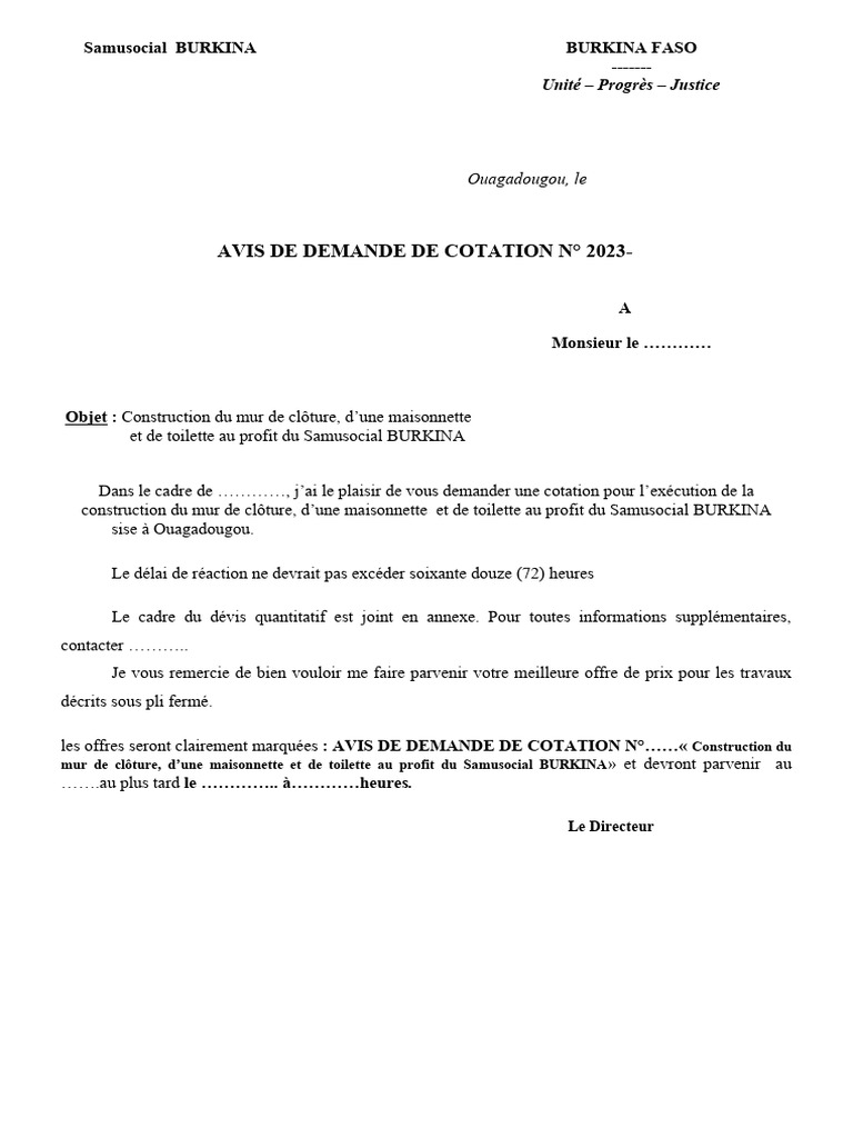 Demande de Cotation | PDF