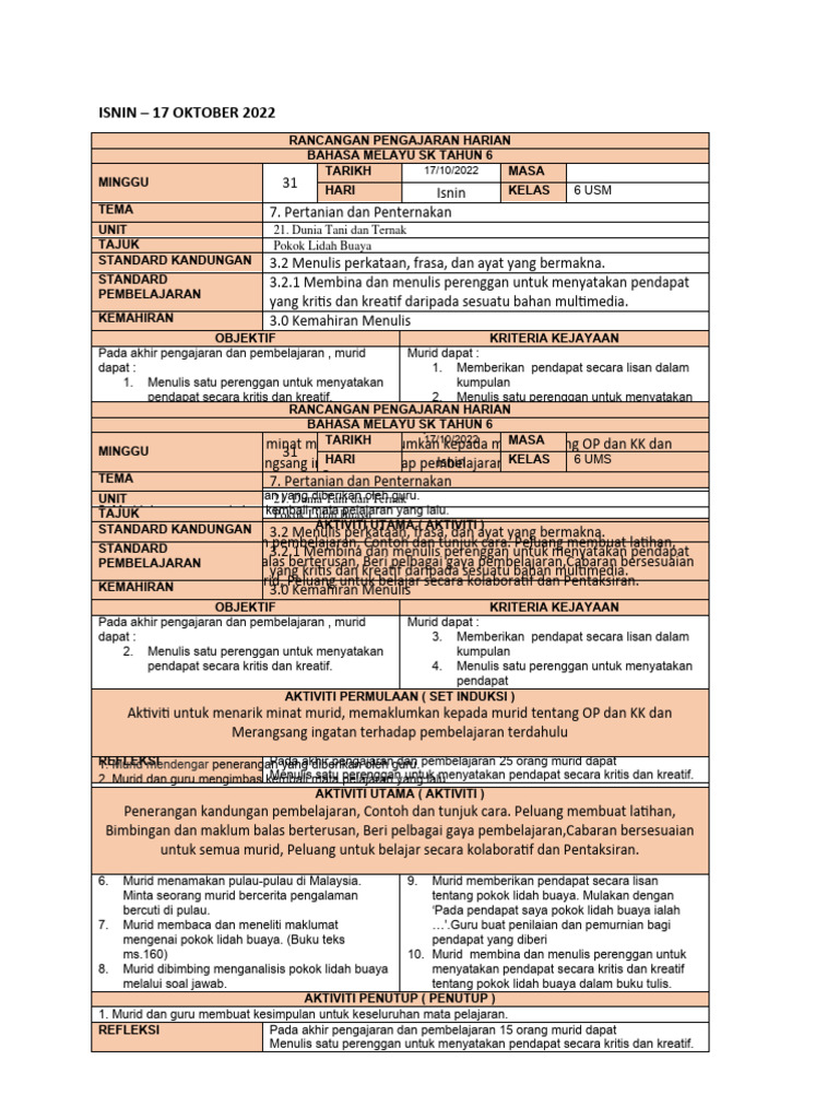 RPH Minggu 31.. | PDF