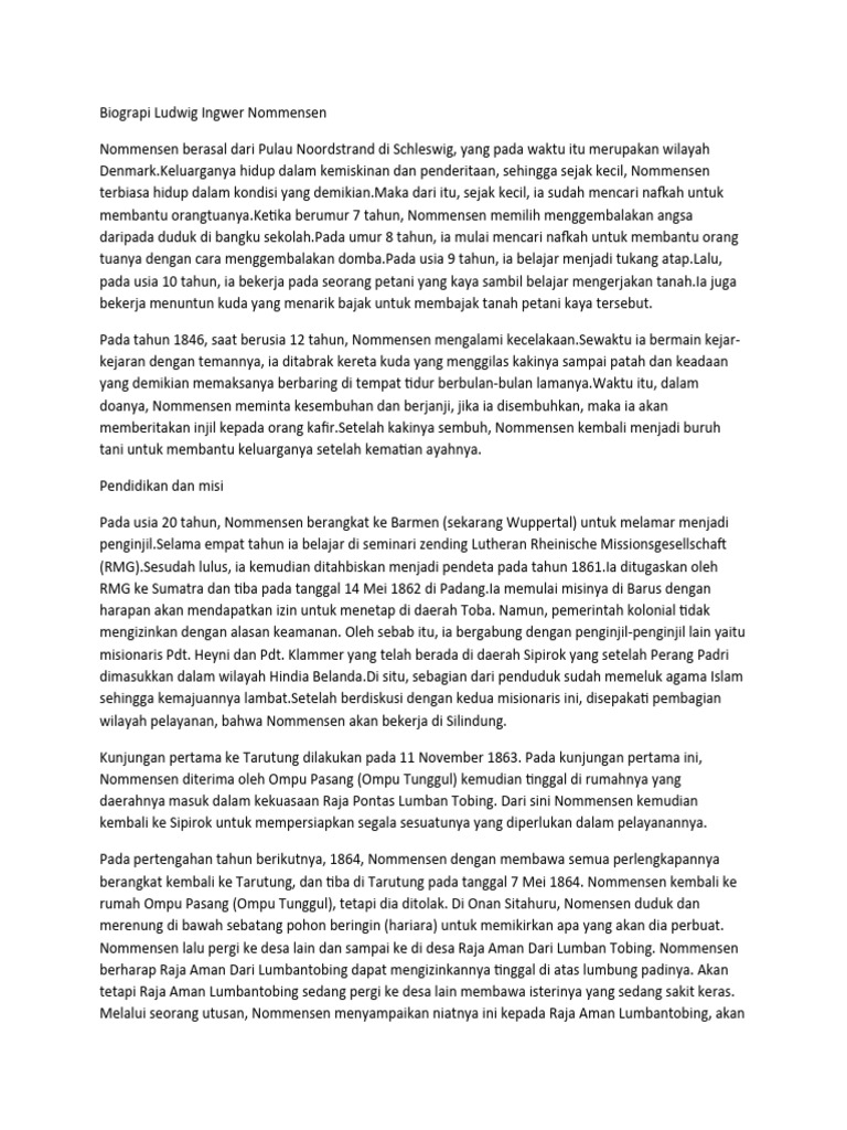 Biografi Ludwig Ingwer Nommensen | PDF