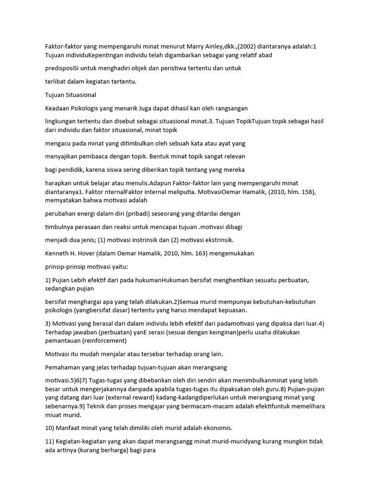 Faktor2 Yang Mempengaruhi Minat Belajar | PDF