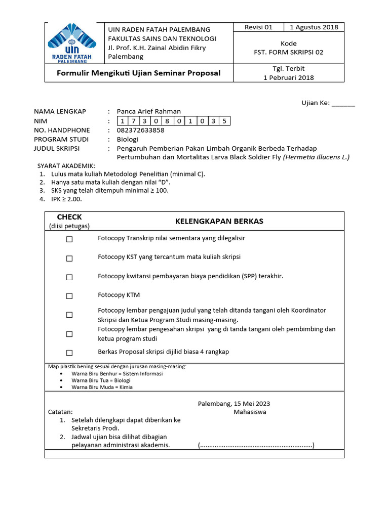 Formulir Sempro | PDF