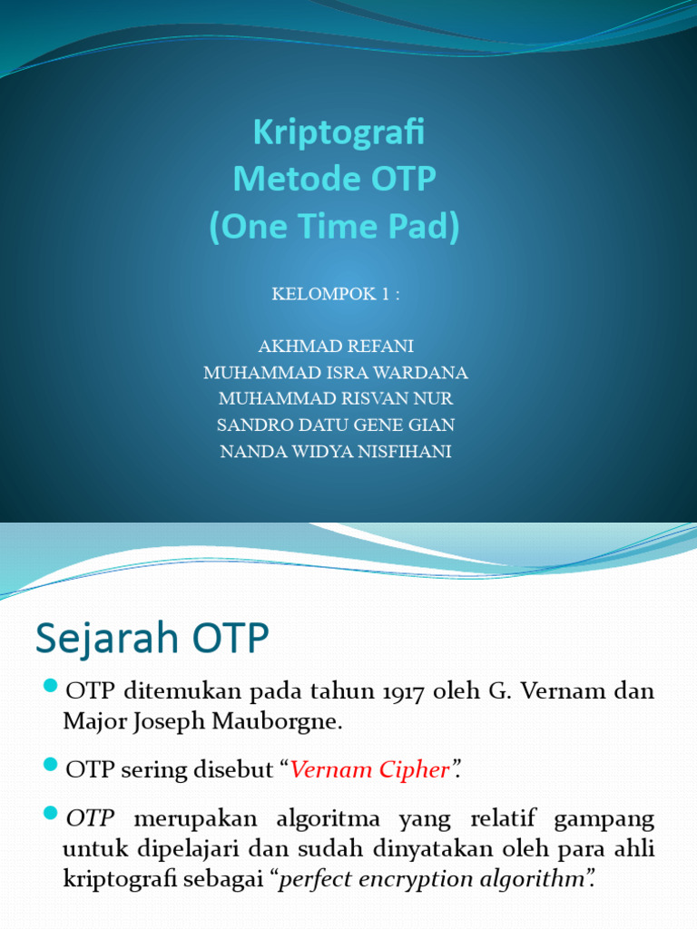Kriptografi Metode OTP (One Time Pad) | PDF