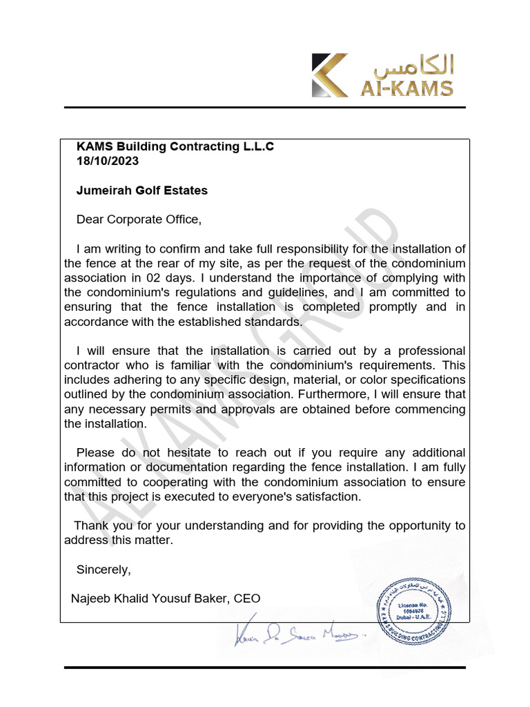 Jumeirah Golf Letter | PDF