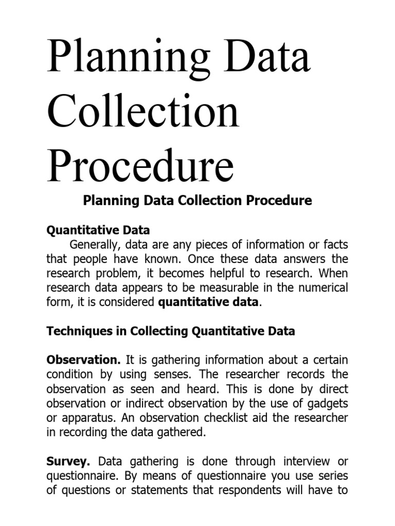 Planning Data Collection | PDF
