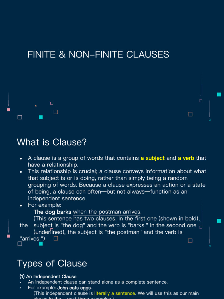 Finite Non Finite Clauses | PDF