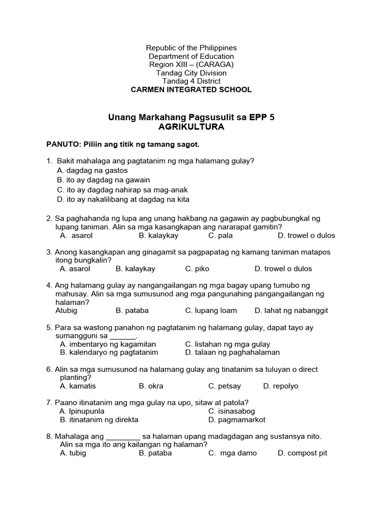 PT - Epp-Agri 5 - Q1 | PDF