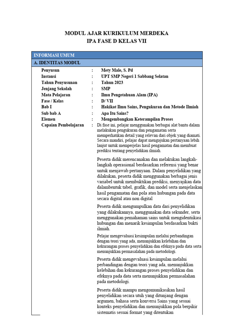 RPP IPA Kurmer ASLI | PDF