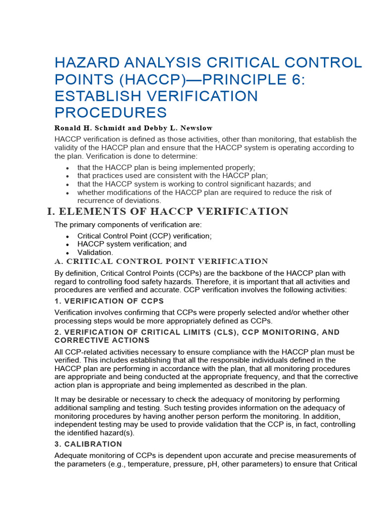 Hazard Analysis Critical Control Points | PDF