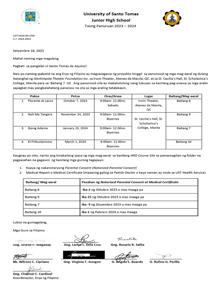 Letter To Parents For Stage Play.w Sample Parental Consent Med ...
