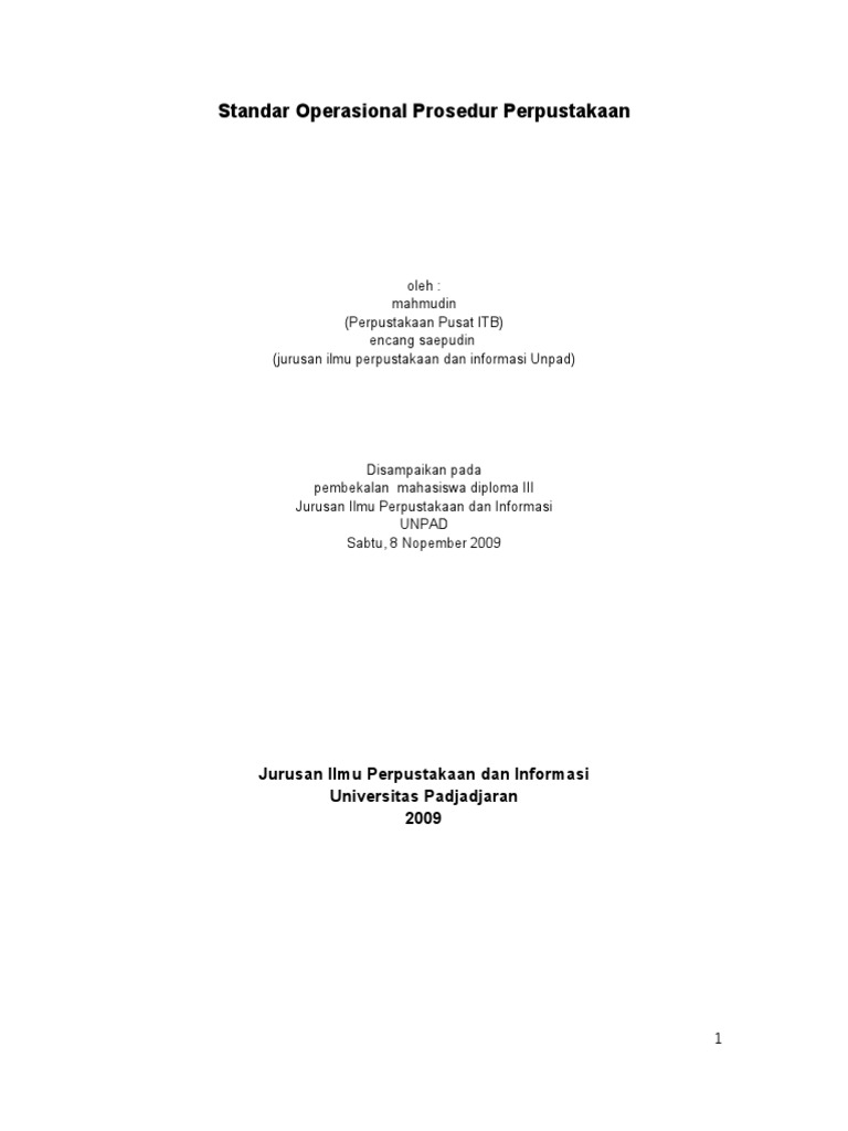 Sop Perpus-Unpad09-Mahmudin | PDF