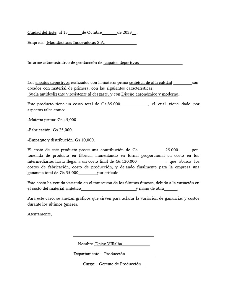 Modelo de Informe Administrativo | PDF